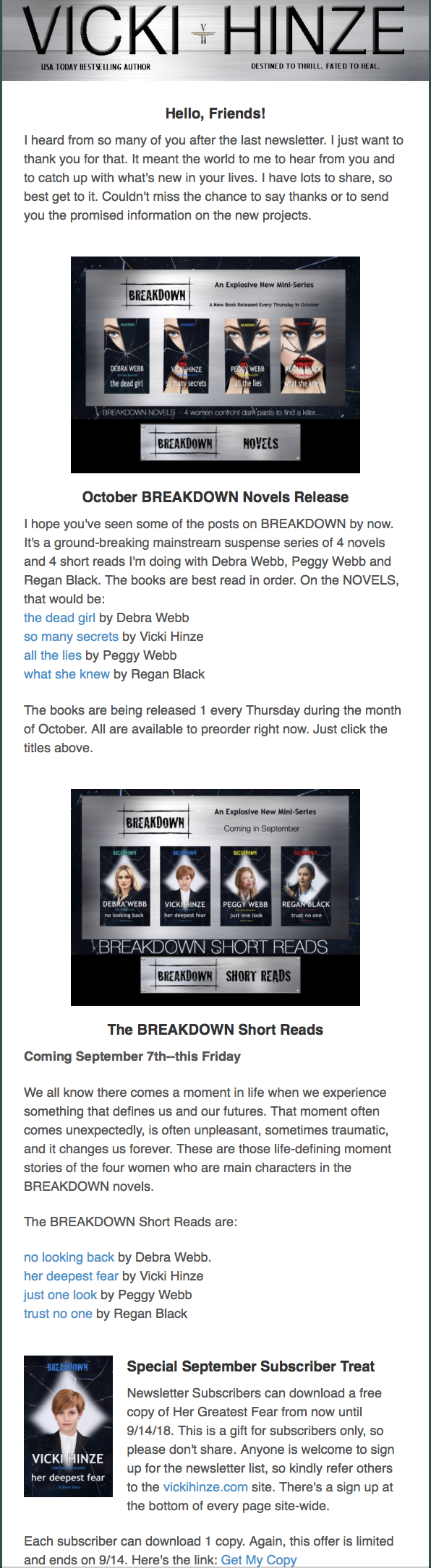 Newsletter | Vicki Hinze